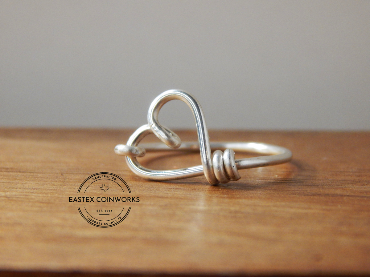 Silver Plated Heart Wire Ring – EasTex CoinWorks